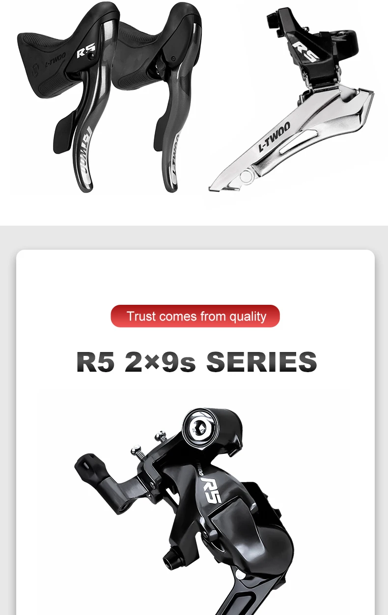 Ltwoo R5 2x9 Speed Road Bike Shifter 9s Rear Derailleur Front Derailleur Groupset Compatible ...