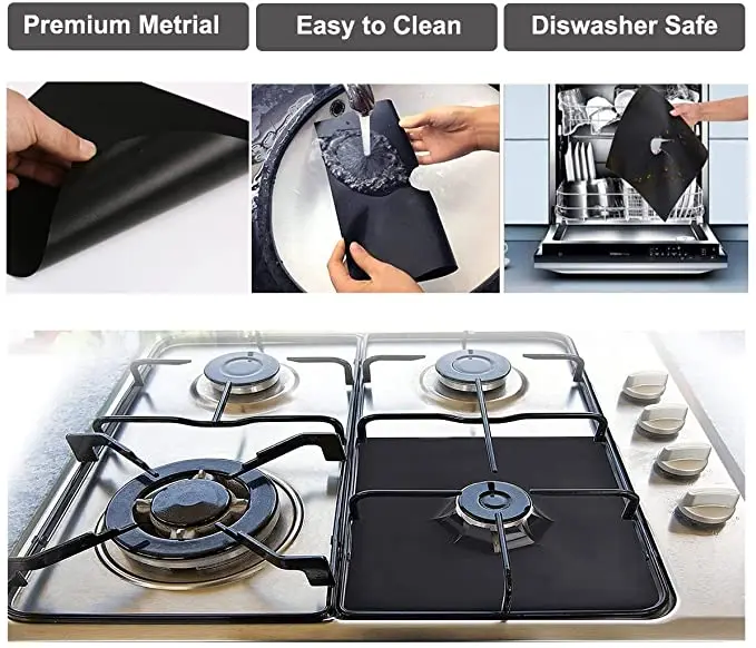 Ptfe Gas Stove Protector Stove Burner Cover Reusable Glass Fiber Cloth ...