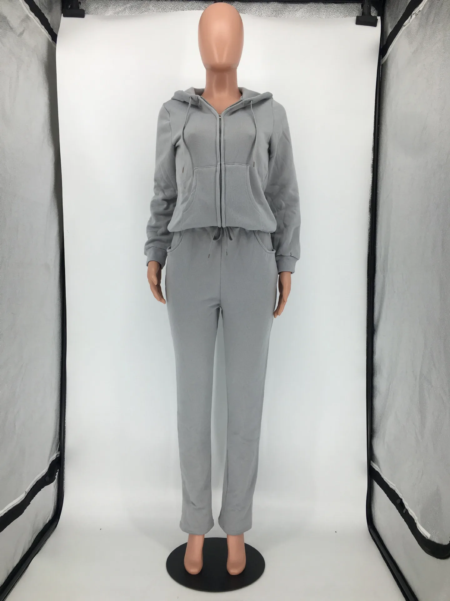 Zipper Up Hoodie Sweatshirt Sweatsuit Sweats Pants Two Piece Casual ...