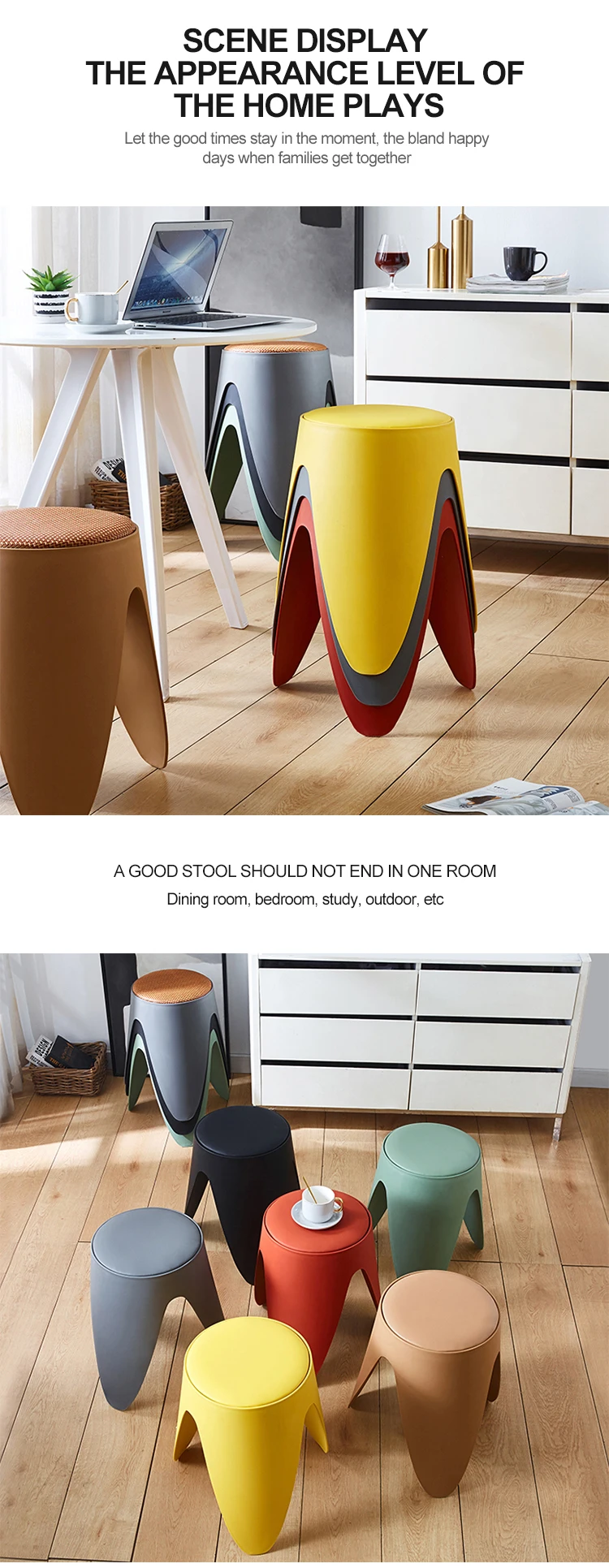 Outdoor Furniture Modern Pp Stackable High Chair Living Room Round ...