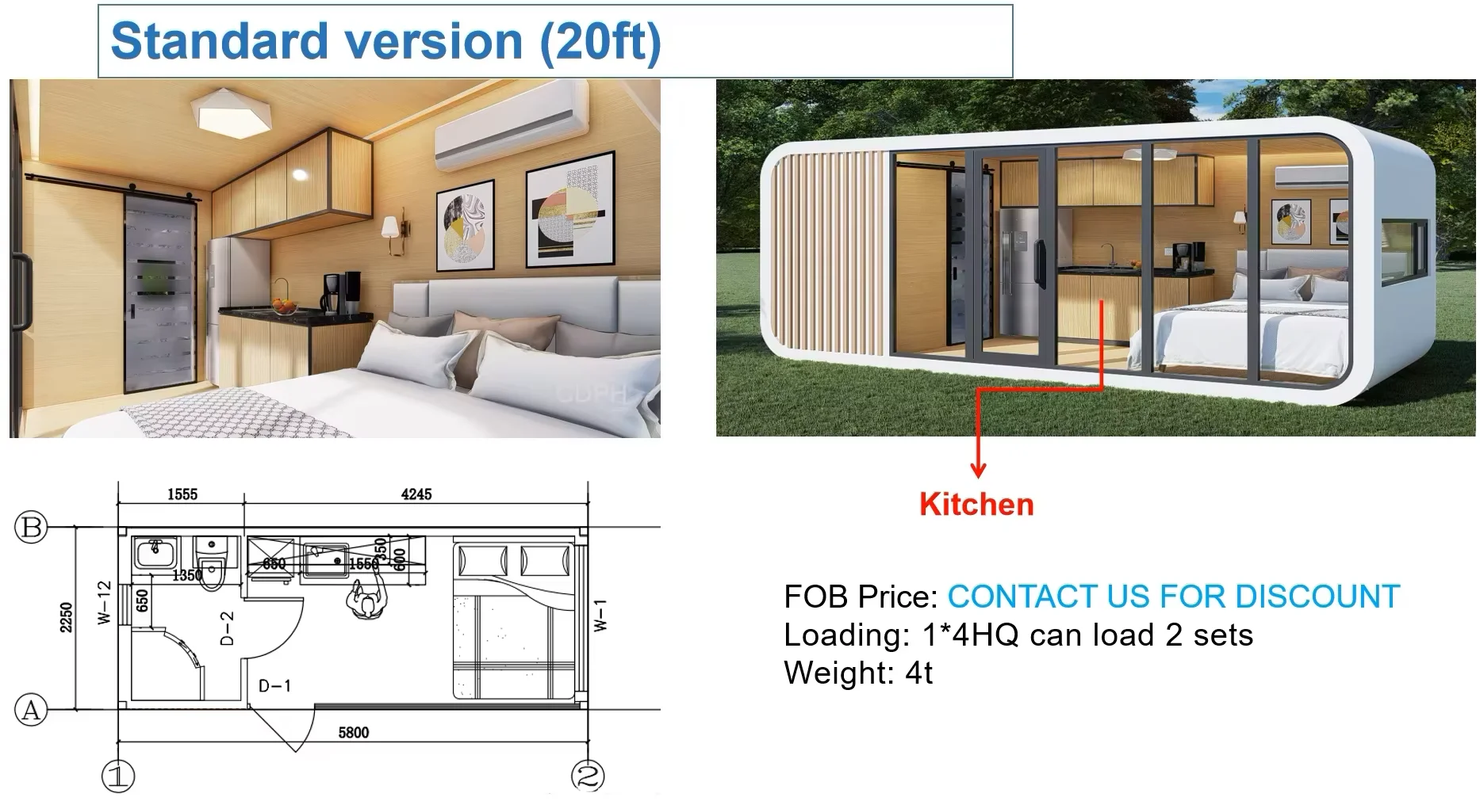 20ft 40ft Prefab Living Container House - Space Capsule