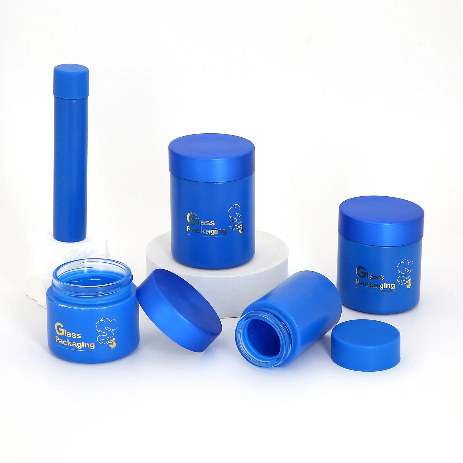 Blue Green Translucent Glass Jar Dried Flower Round Glass Containers ...