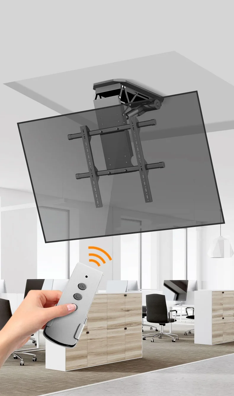 90" Adjustable Remote Control Retractable Motorized Lift Flip Down ...