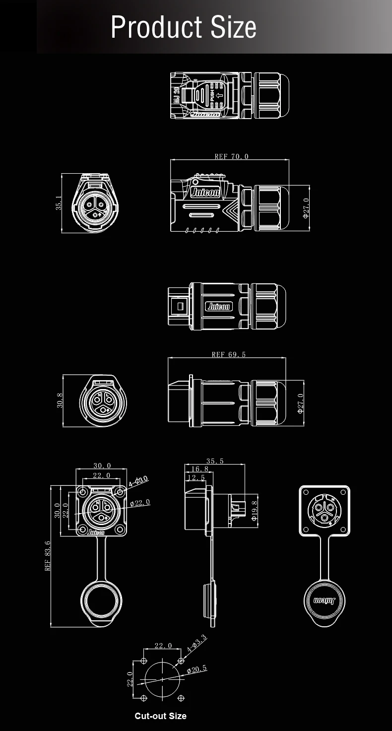 Jnicon Mj20 Fast Push Lock Connector Waterproof Ip67 Electric Connector ...