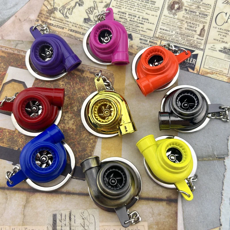 Mini Turbo Turbocharger Keychain Spinning Turbine Key Chain Ring ...
