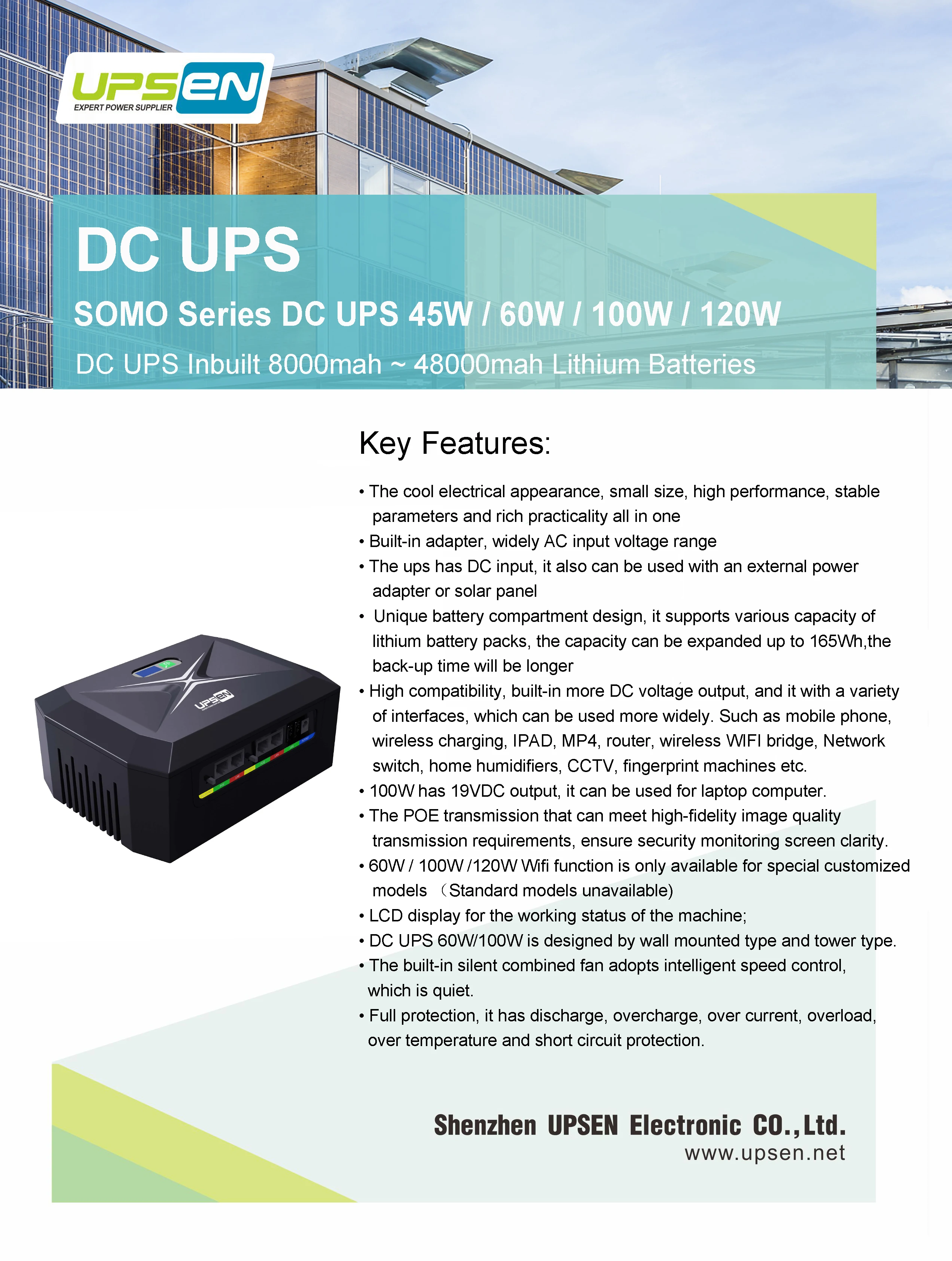 120W DC UPS with 8pcs 6000mAh Batteries & WiFi Function for Network ...