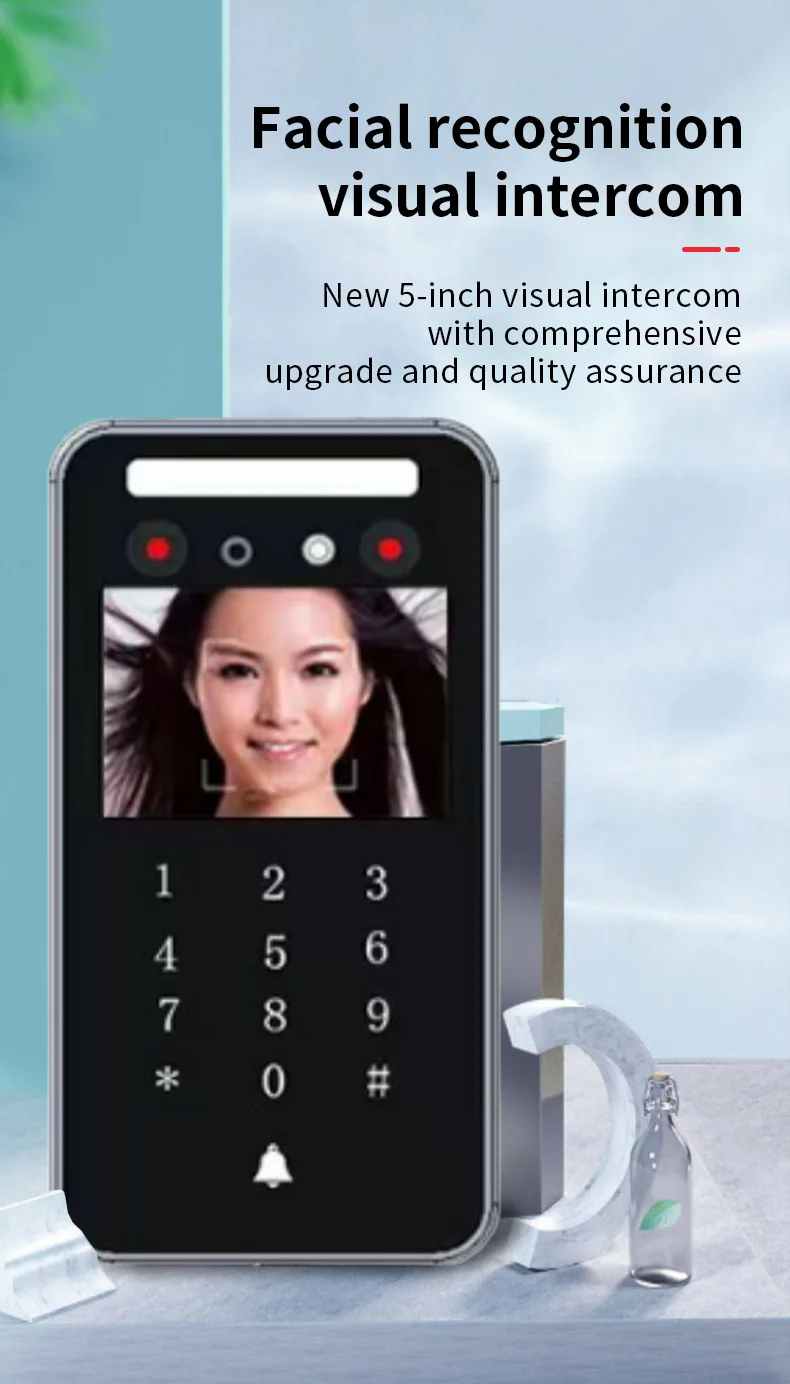 30s Facial Recognition Visual Intercom Doorbell Access Control System 3 ...
