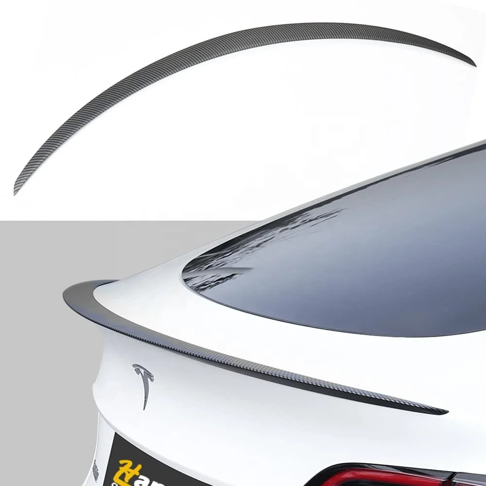 Hansshow Model 3 /y Real Carbon Fiber Rear Spoiler For Tesla Model 3/y ...