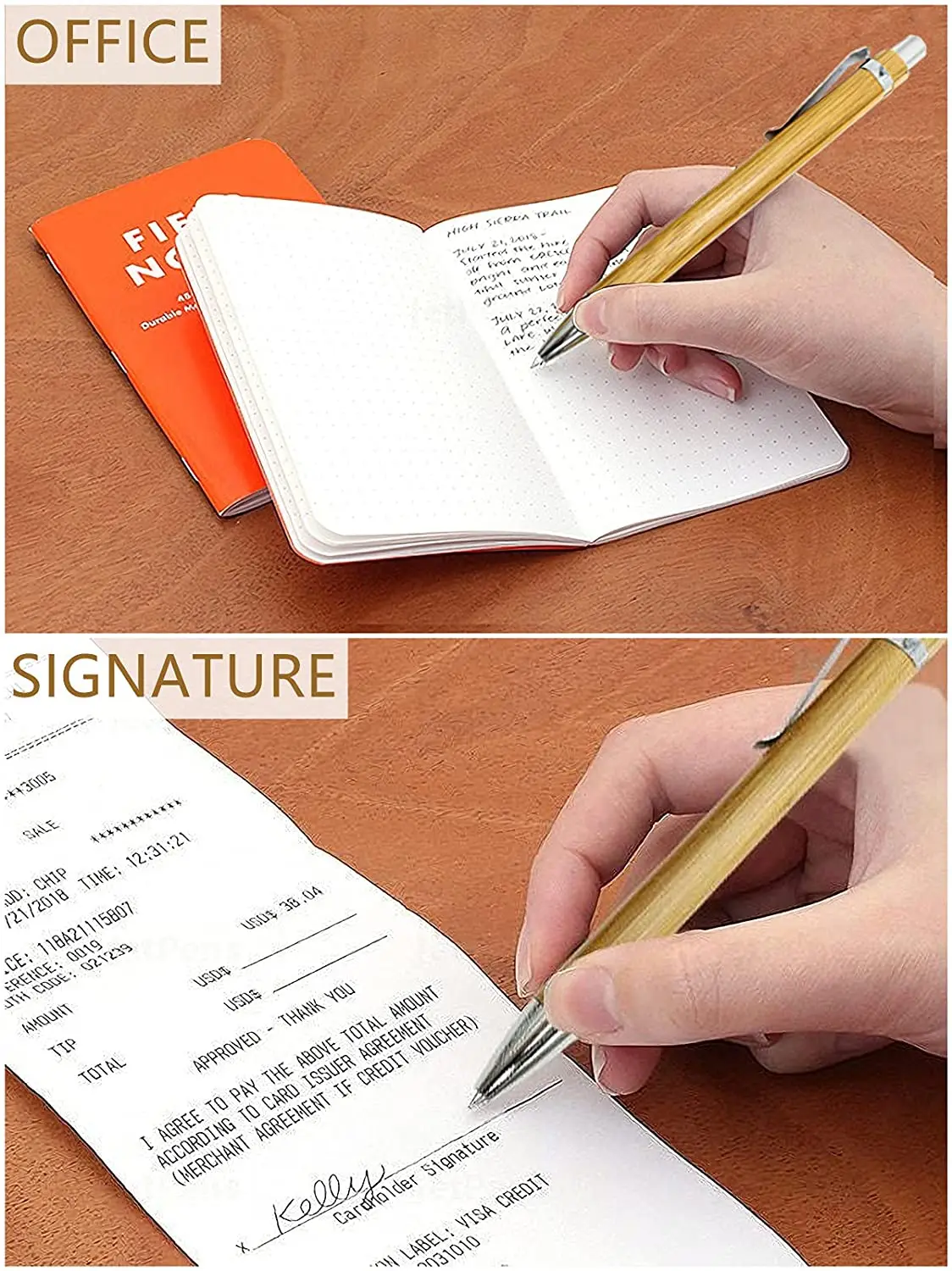 Eco-Friendly Custom Laser Logo Recycled Bamboo Ballpoint Pen Personalized 1.0mm Natural Wood ...