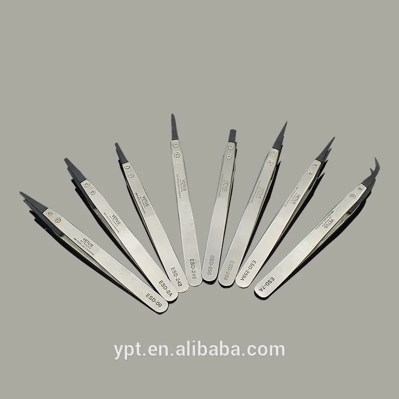 Stainless Steel Esd Tweezer For Cleanroom/esd-250 Antistatic Tweezer/electronic Rework Tool ...