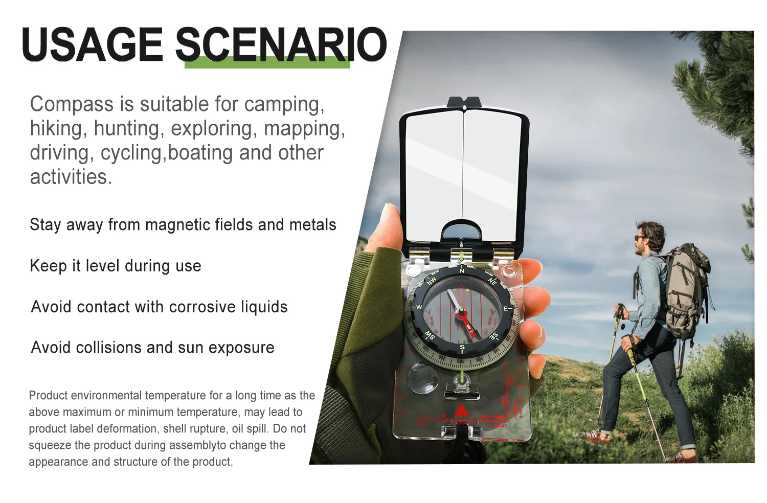 High Quality Acrylic Compass,Map Scale,Ruler,Illuminated Folding ...