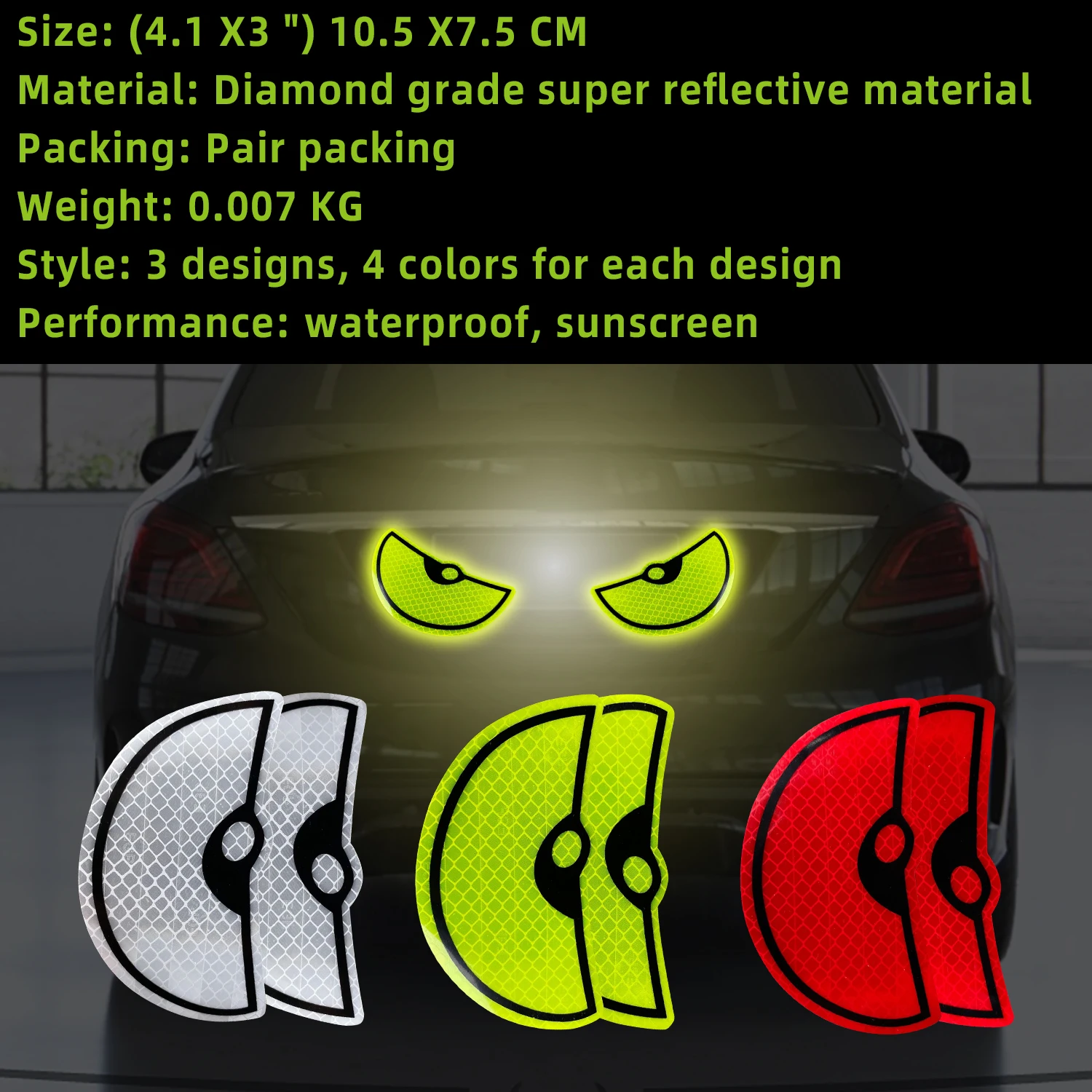 Reflecting Car Stickers Anti-Collision Night Vision Warning Stickers ...