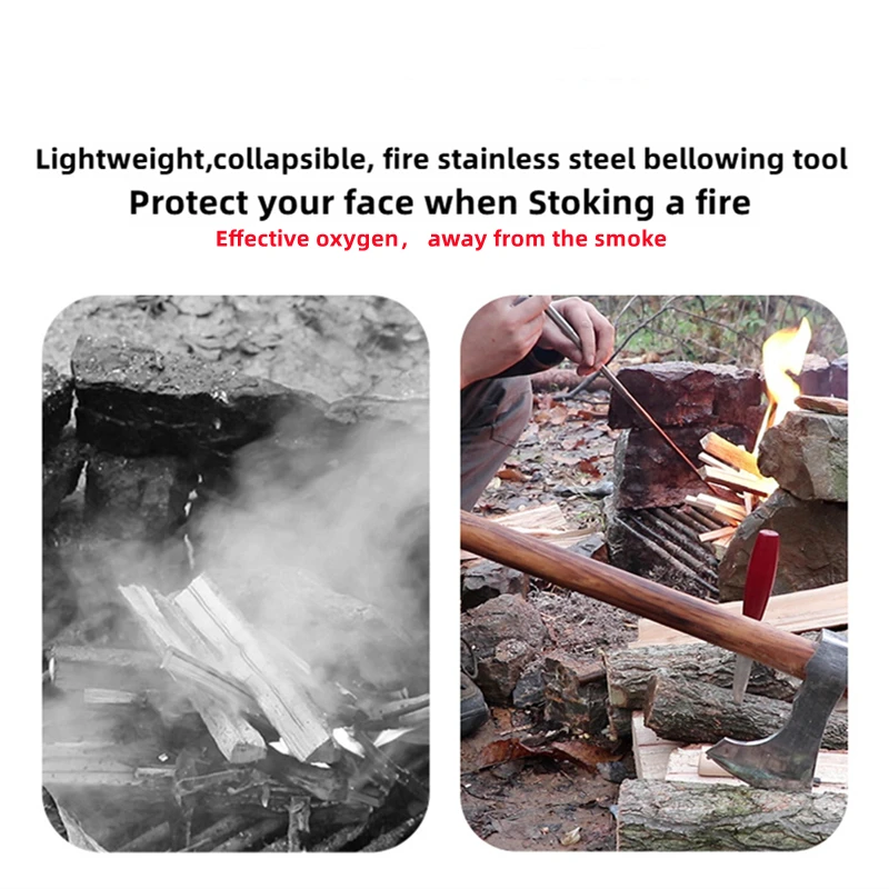 Campfire Tool Weatherproof Bushcraft Utility Survival Gear Blow Fire ...