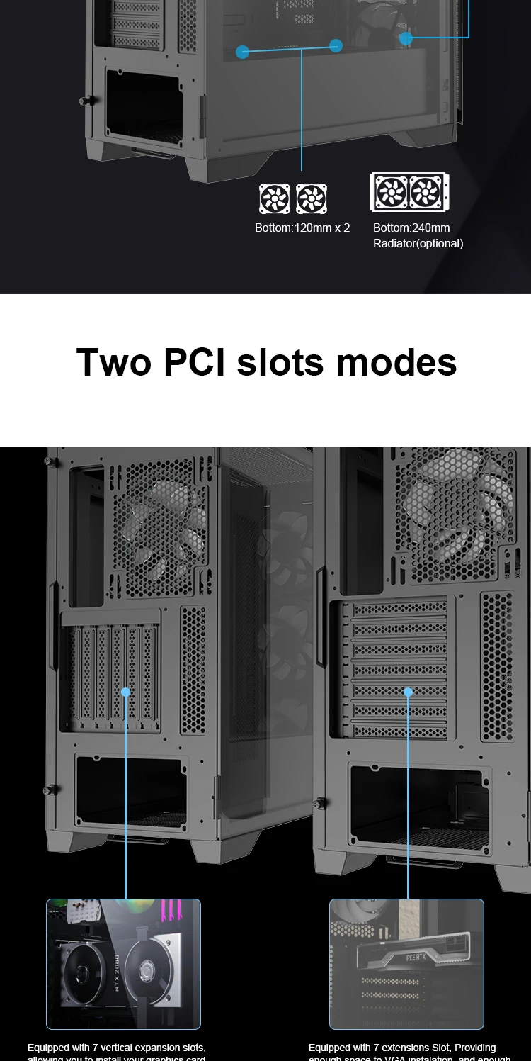 White Mesh Front Panel Full View Glass Gaming Computer Pc Chassis Case ...