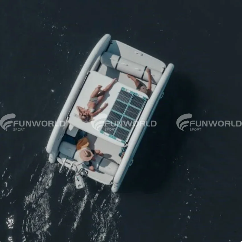 Customized Logo Inflatable Electric Boat | Solar Houseboat with Motor ...