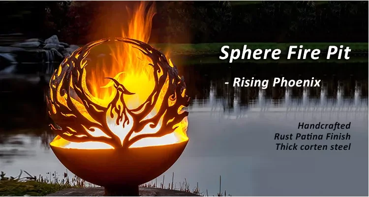 Garden Decoration Outdoor Corten Steel Fireball Fire Pit Balls Metal ...
