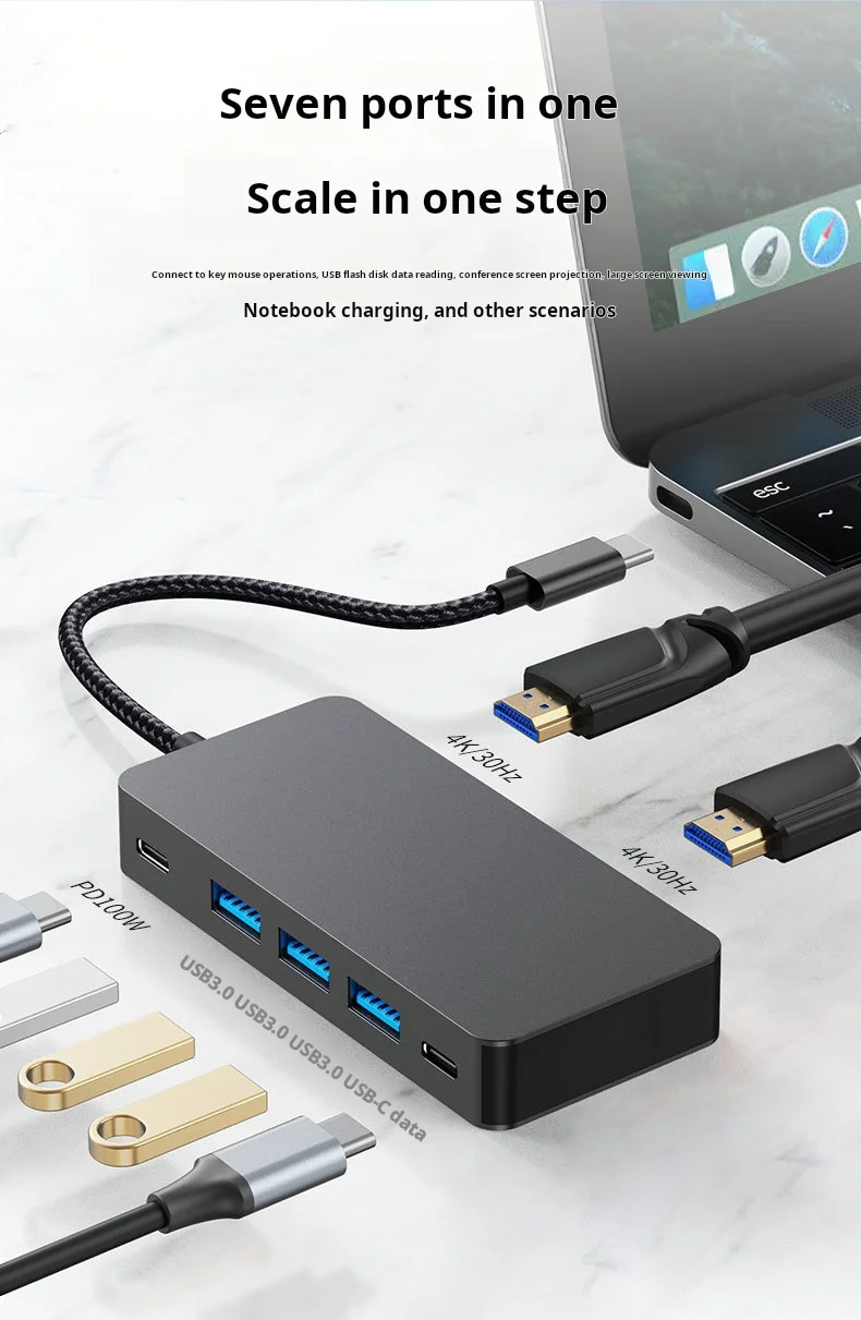 7-In-1 Docking Station Hub Usb 3.0 Multifunctional, Usbc, Pd100w, 2 ...