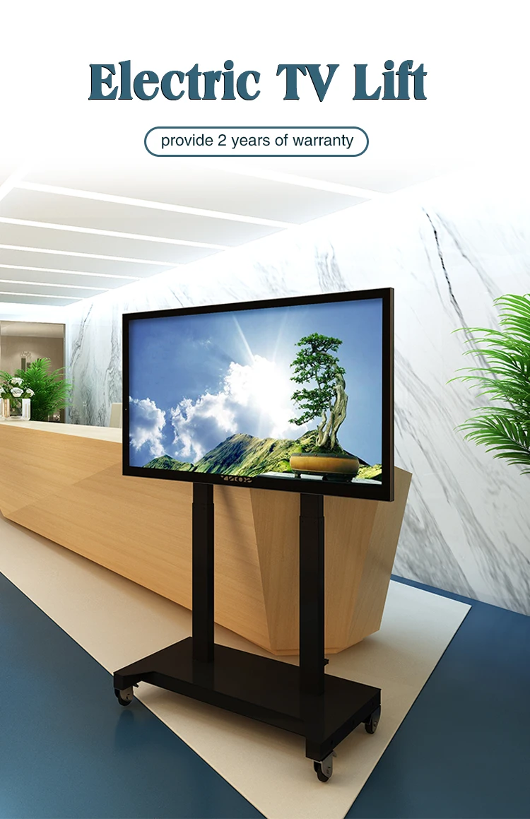 High-end LCD TV Trolley Designs with TV Lift Drop Down