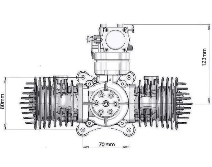 DLA 116CC Gas Engine Twin Cylinder CNC Gasoline Engine Remote Control ...