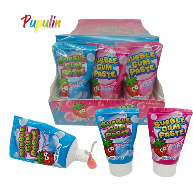 OEM Factory Toothpaste Shape Fruit Flavor Liquid Tube Bubble Gum ...
