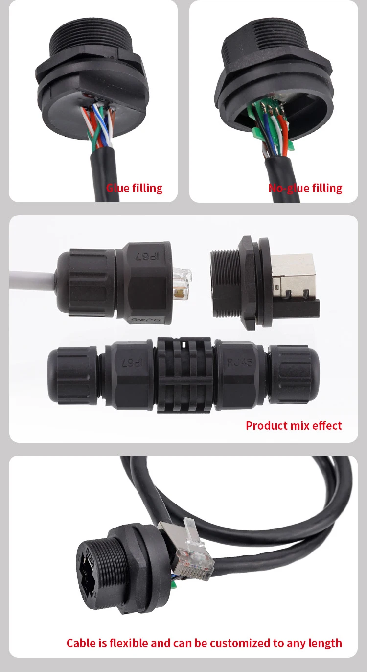 Outdoor RJ45 Ethernet Connector - IP67 Waterproof Jack