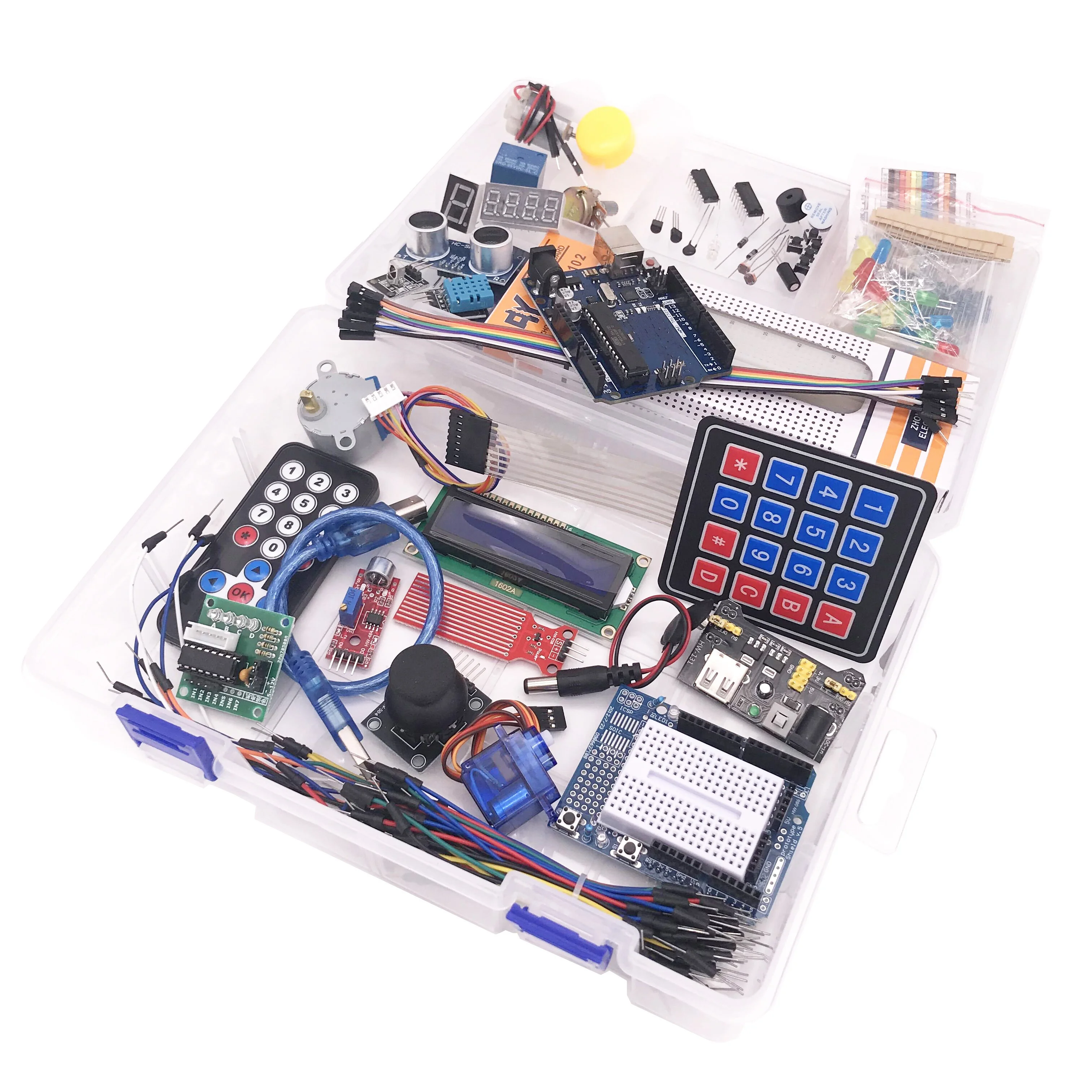 Super Starter Kit For Ardui Uno Set R3 Breadboard Ultrasonic Sensor 1602 Lcd I2c 130 Dc Motor ...
