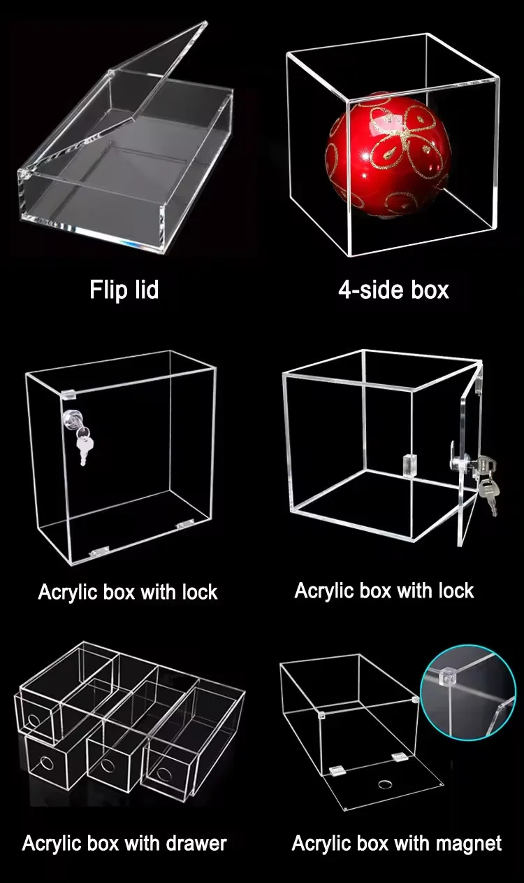 Custom Assemble Clear Acrylic Box Black Base with Lighting| Alibaba.com