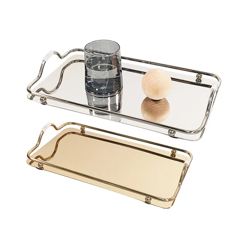 Home Decor Custom Nordic Modern Luxury Gold Metal Tray Decorative With ...