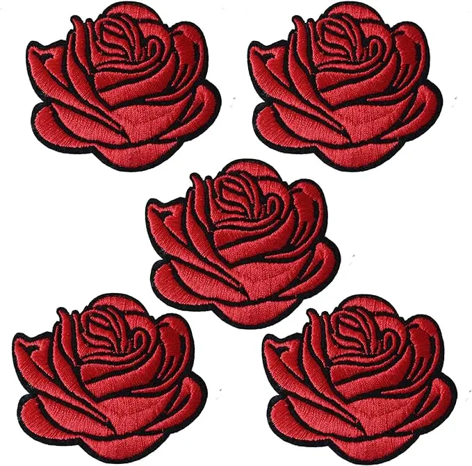 Rose Embroidered Patches, DIY Sew Applique Repair Chenille Patch, Sew ...