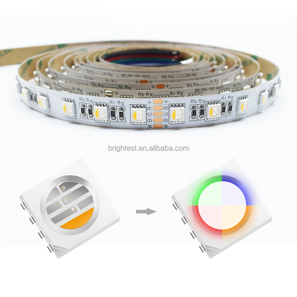 Rgbww Led Strip 24v Smd5050 Led Light 3000k 4 In 1 3oz Smart Rgbw Light ...