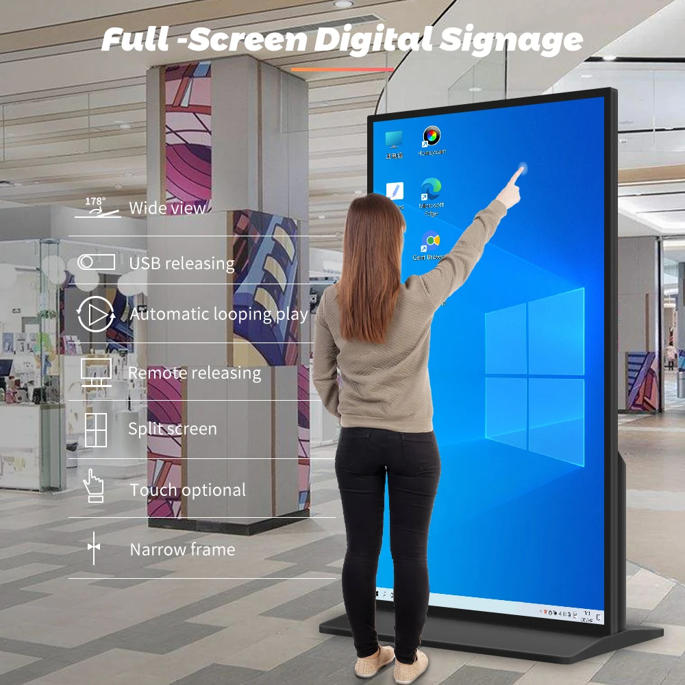 Big Size Indoor 75 Inch LCD Digital Signage Touch Screen Advertising ...