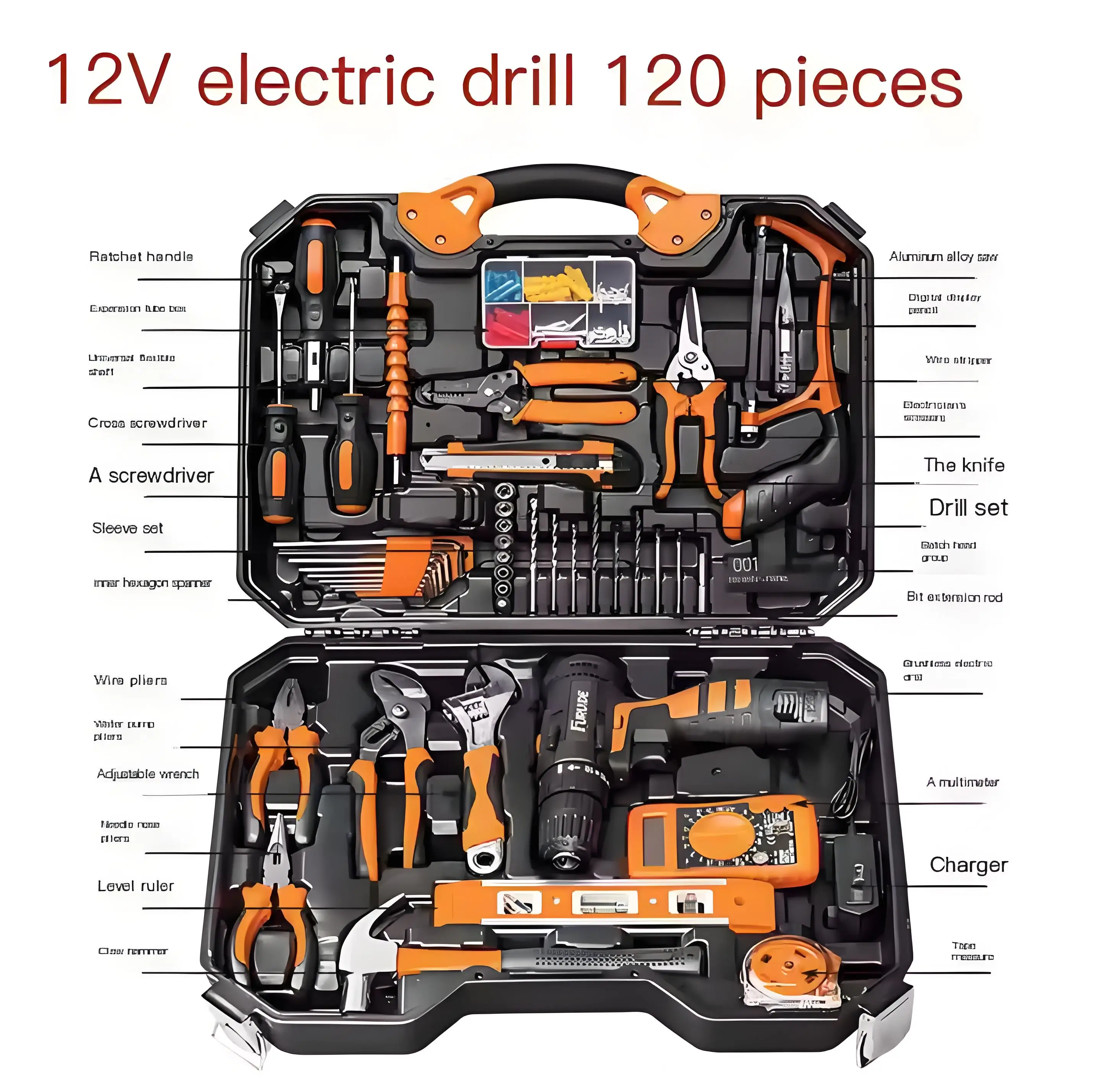 120pcs Custom Manual Hardware Tool HAND TOOL BOX SETS Assembly ...