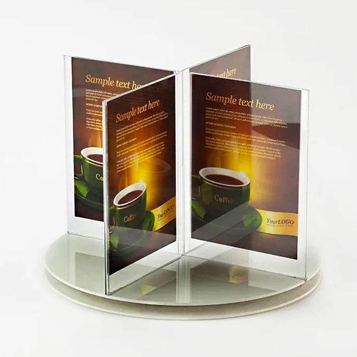 Custom Rotating Clear Acrylic Poster Menu Display Stand