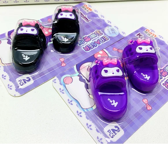 Botu New Sanrioed Eraser Kuromi Kawaii Mini Shoe Style 2 Pack Slippers ...