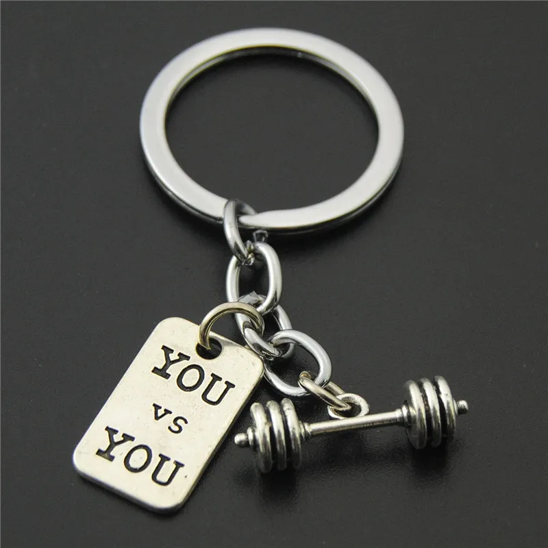 Metal Sport Fitness Dumbbell Key Chain Simulation Dumbbell Pendant ...