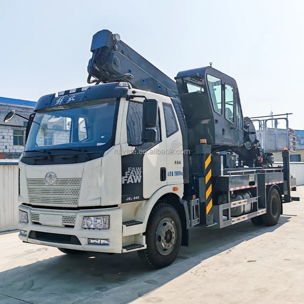 Faw 45m Telescopic Boom Bucket Manlift Truck Aerial Work Platform Truck ...