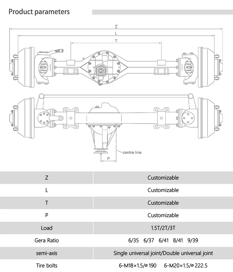 Front Rear Drive Axle Transfer Case Assembly 4X4 4tons