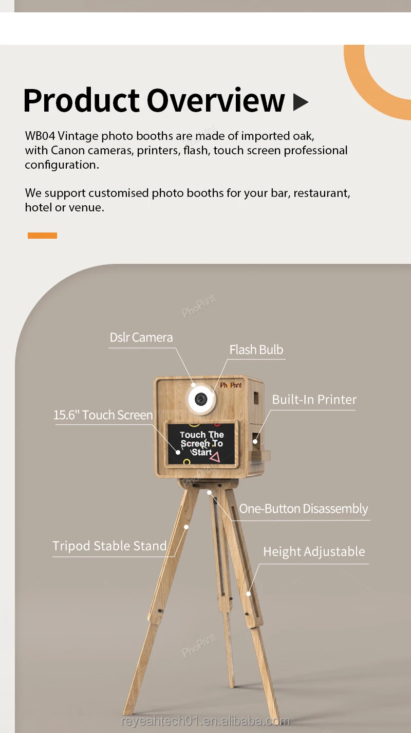 Portable Basic 15.6 Inches Touch Screen Digital Wooden Dslr Photo Booth ...