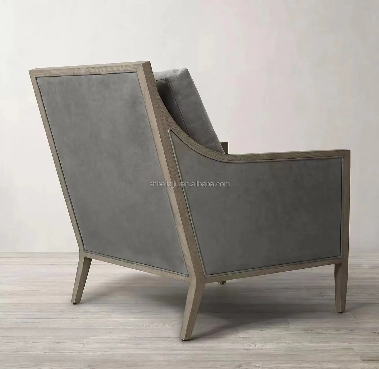 French Classic Contemporary Slope Arm Low Back Chair Solid Oak Wood ...