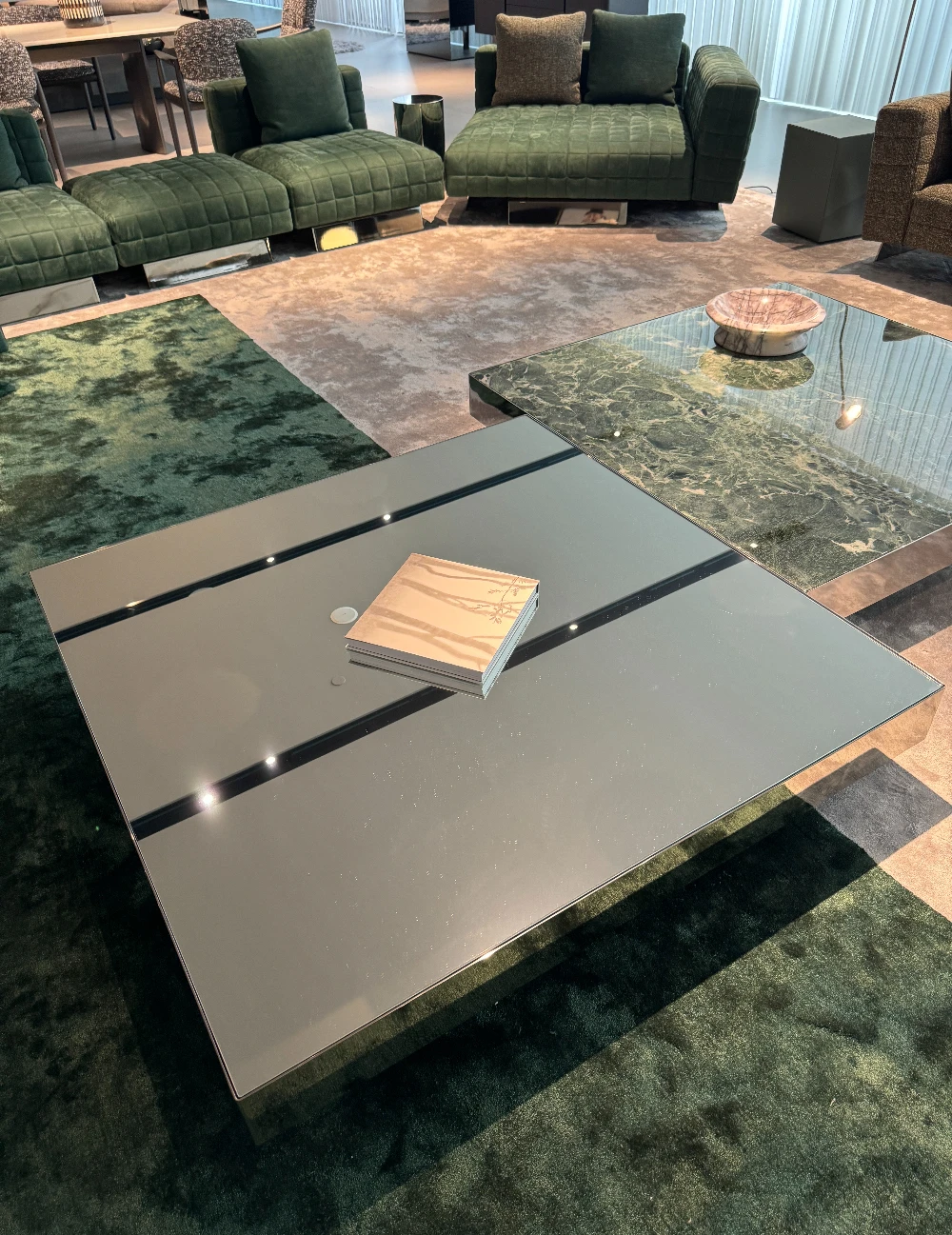 Italian Minimalist Solid Steel Square Coffee Table Marble Metal Mirror ...