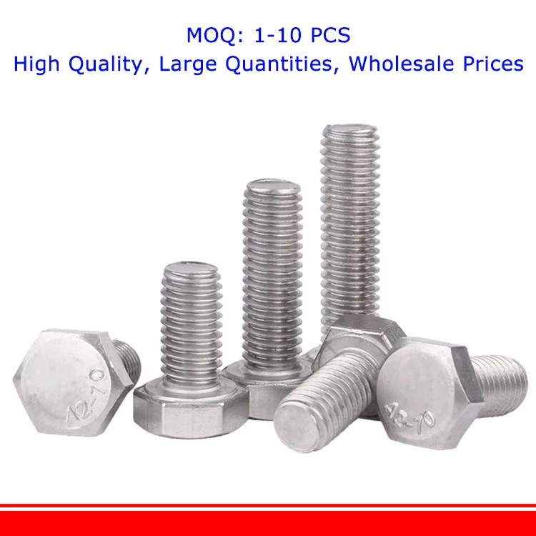 DIN933 304 Stainless Steel M14 M16 Metric System Left-hand Thread External Hexagonal Bolt Hex ...