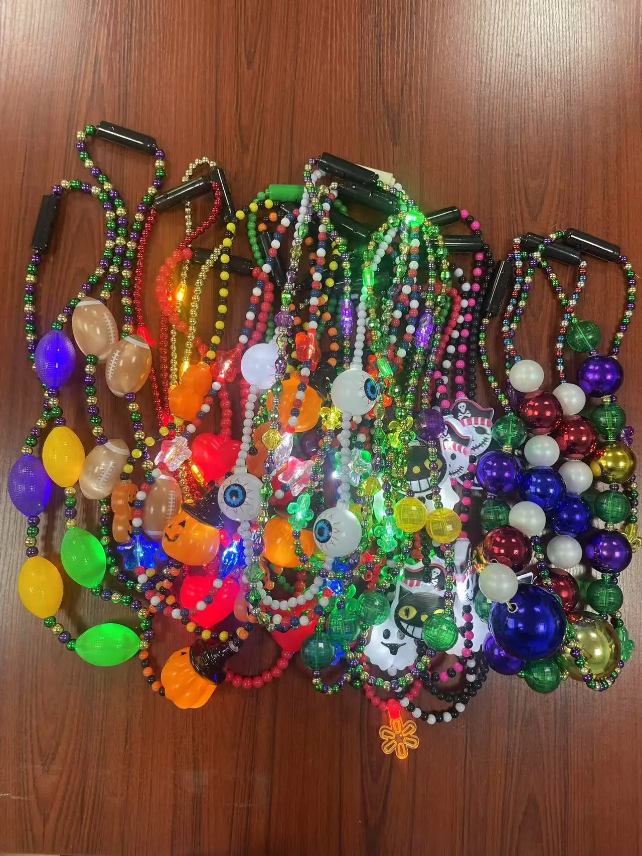 LED Mardi Gras Beads Necklace Bulk Colorful LED Light up Bead Necklaces ...