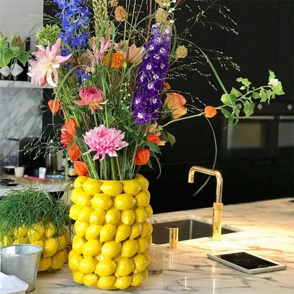 Custom Creative Modern Lemon Ceramic Flower Vase For Home Decor Indoor ...