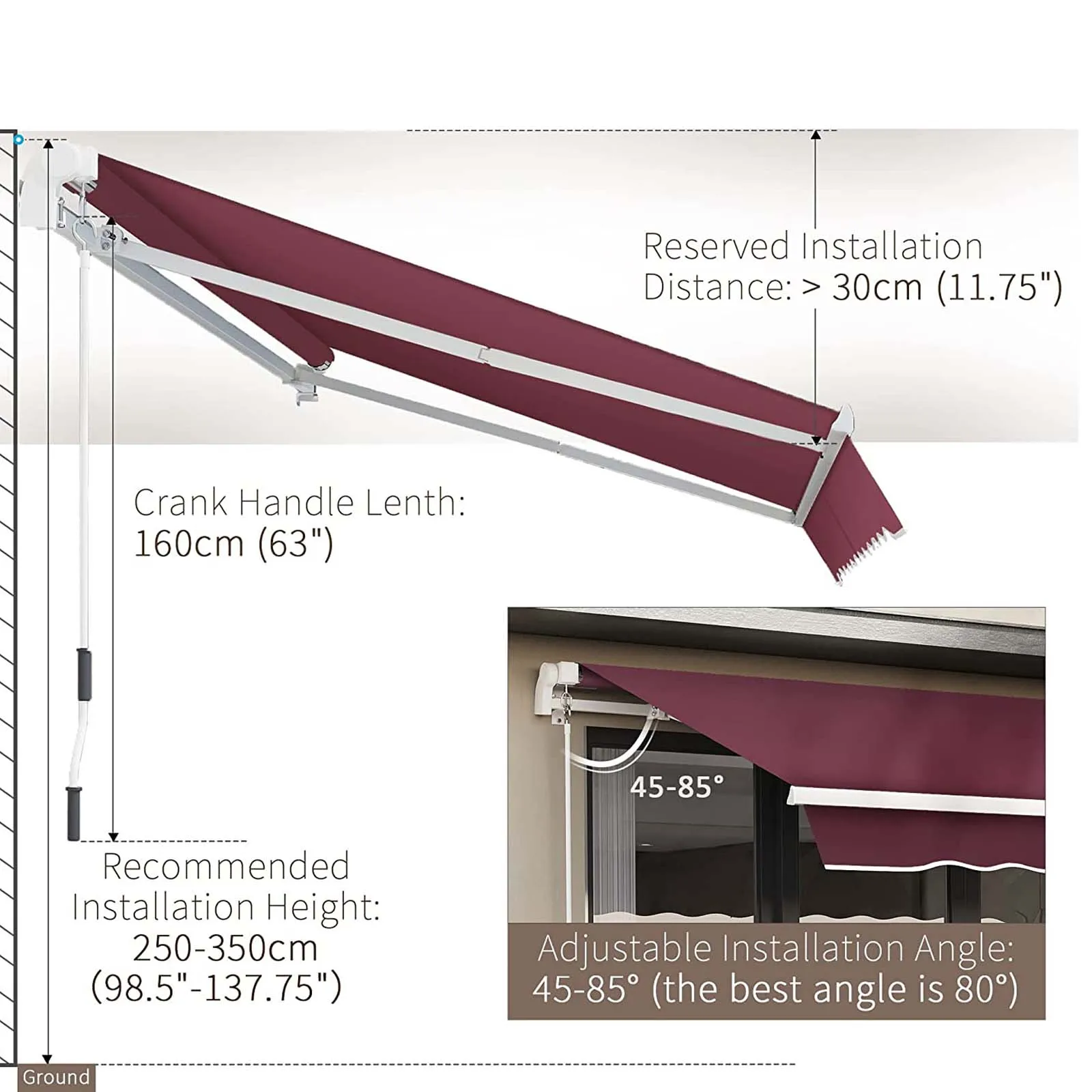 Awning Retractable Fully Assembled Window Door Sunshade Shelter Deck ...