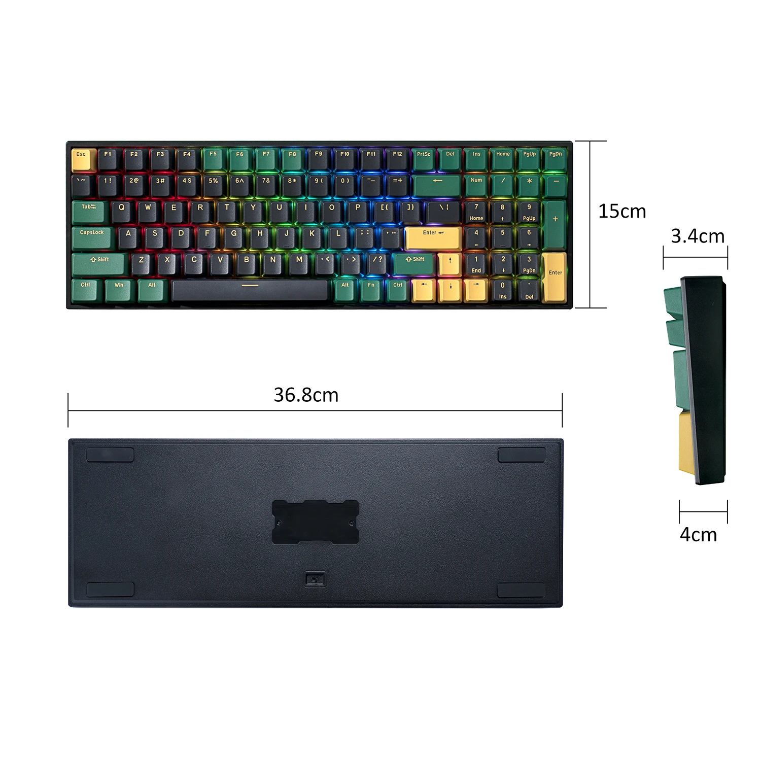 96key Black And Green Bluetooth Wireless Three -mode Mechanical ...