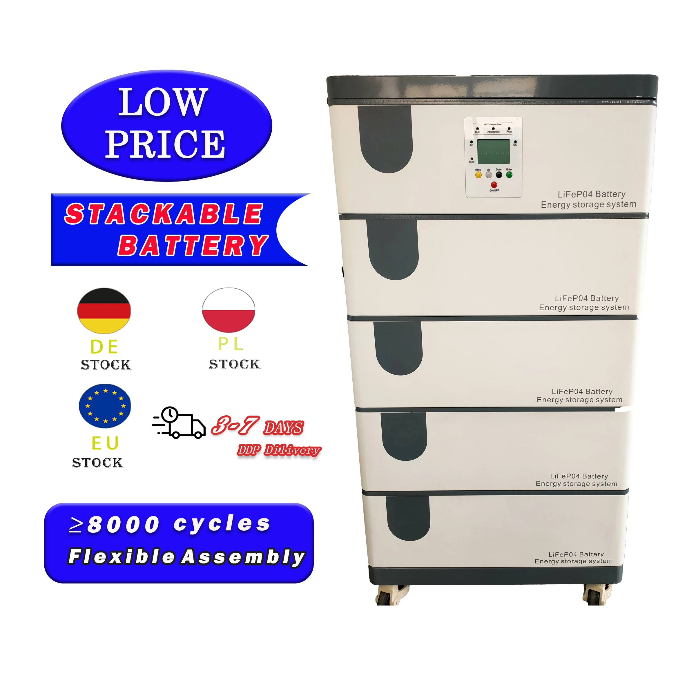 Stackable 48v 280ah Solar Lithium Battery 5kwh 10kwh Energy Storage ...