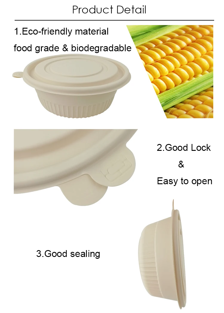 500ml Microwave Biodegradable Corn Starch Disposable Plastic Salad ...