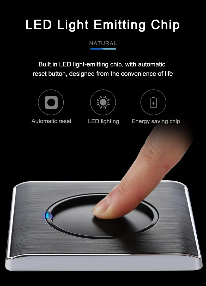 Black Circular Reset Light Switch Wall Socket Electrical Socket Wall ...