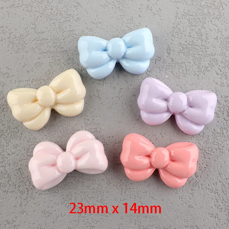 Cute Kawaii Style Polish Effect Dot Pure Colored Flatback Resin Bows ...
