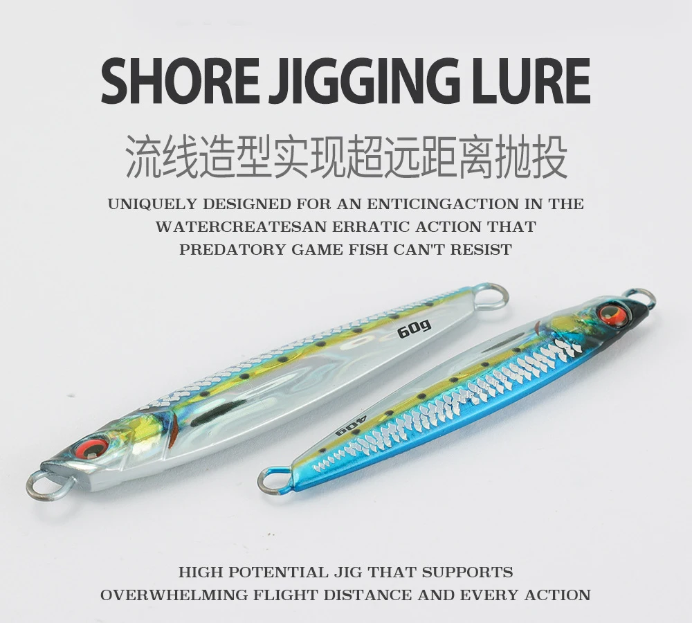 JiggingDuke DUO 3D Printed 40g 60g Shore Casting Slow Pitch Jigging Fishing Metal Jig Lead ...